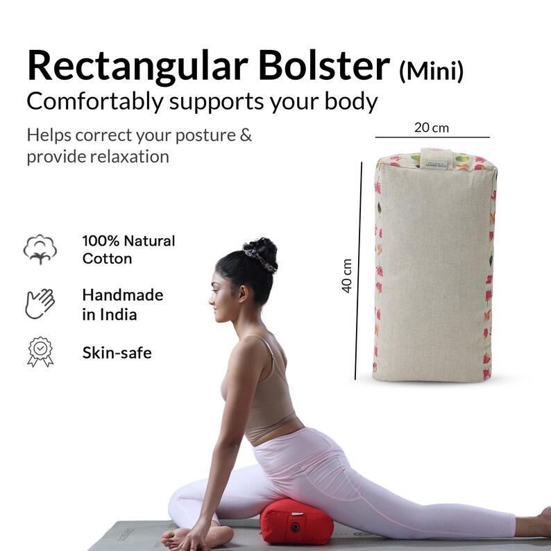 Mini Rectangular Yoga Bolster Pillow With Buckwheat Hull Fill ...