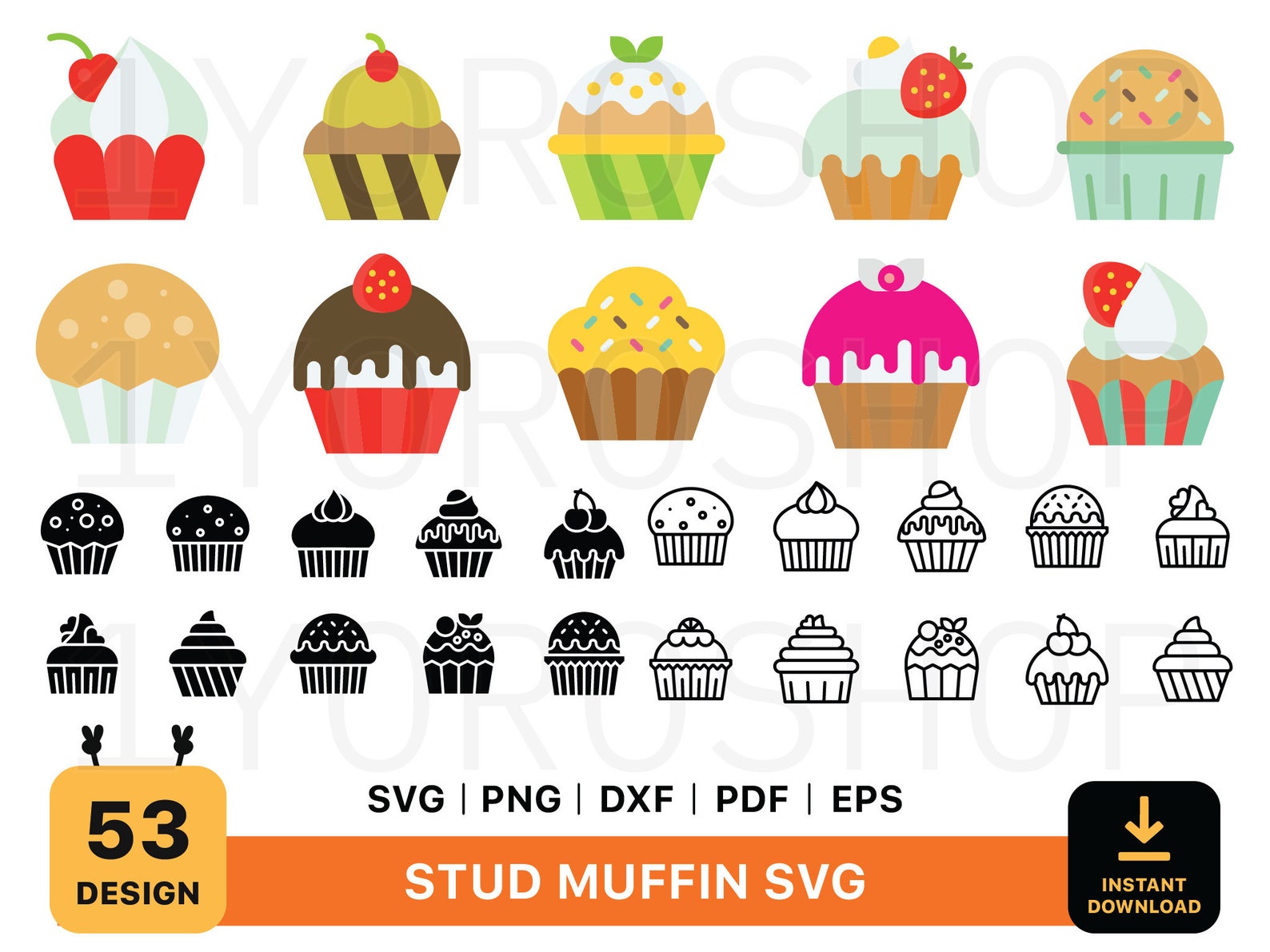 Stud Muffin Cupcake Layered Bundle Svg Clipart, Muffins the Mule ...
