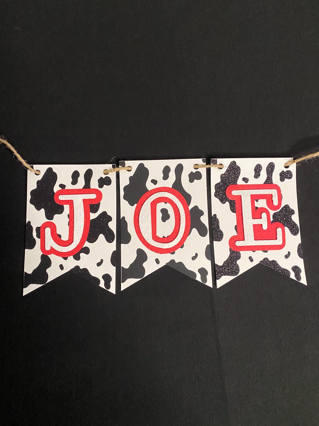 Cow Print Birthday Banner, Farm Theme Party Decor, Layered Cardstock ...