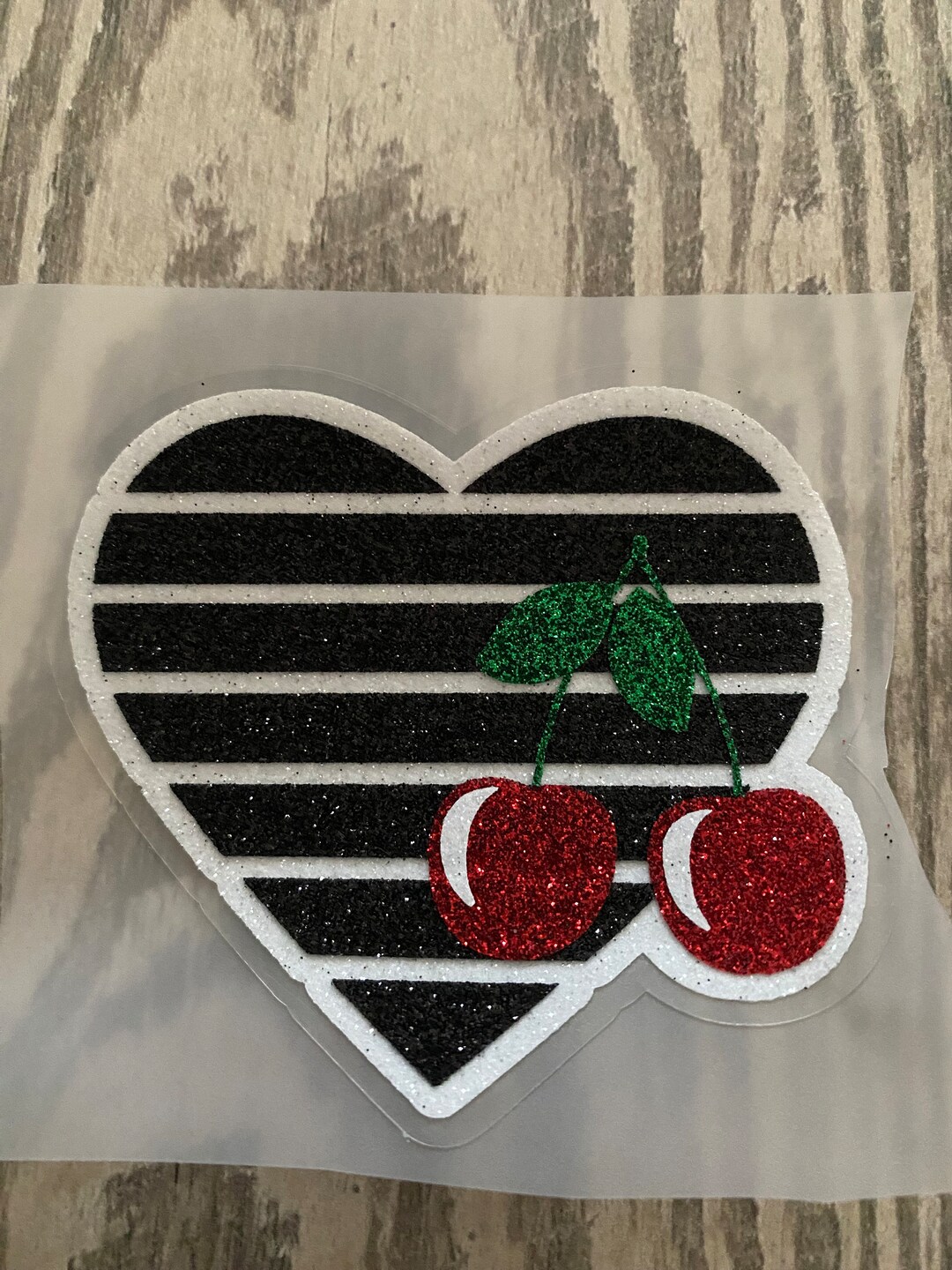 Cherry Heart Decal, Heart and Cherries Sticker, Laptop Sticker, Car ...