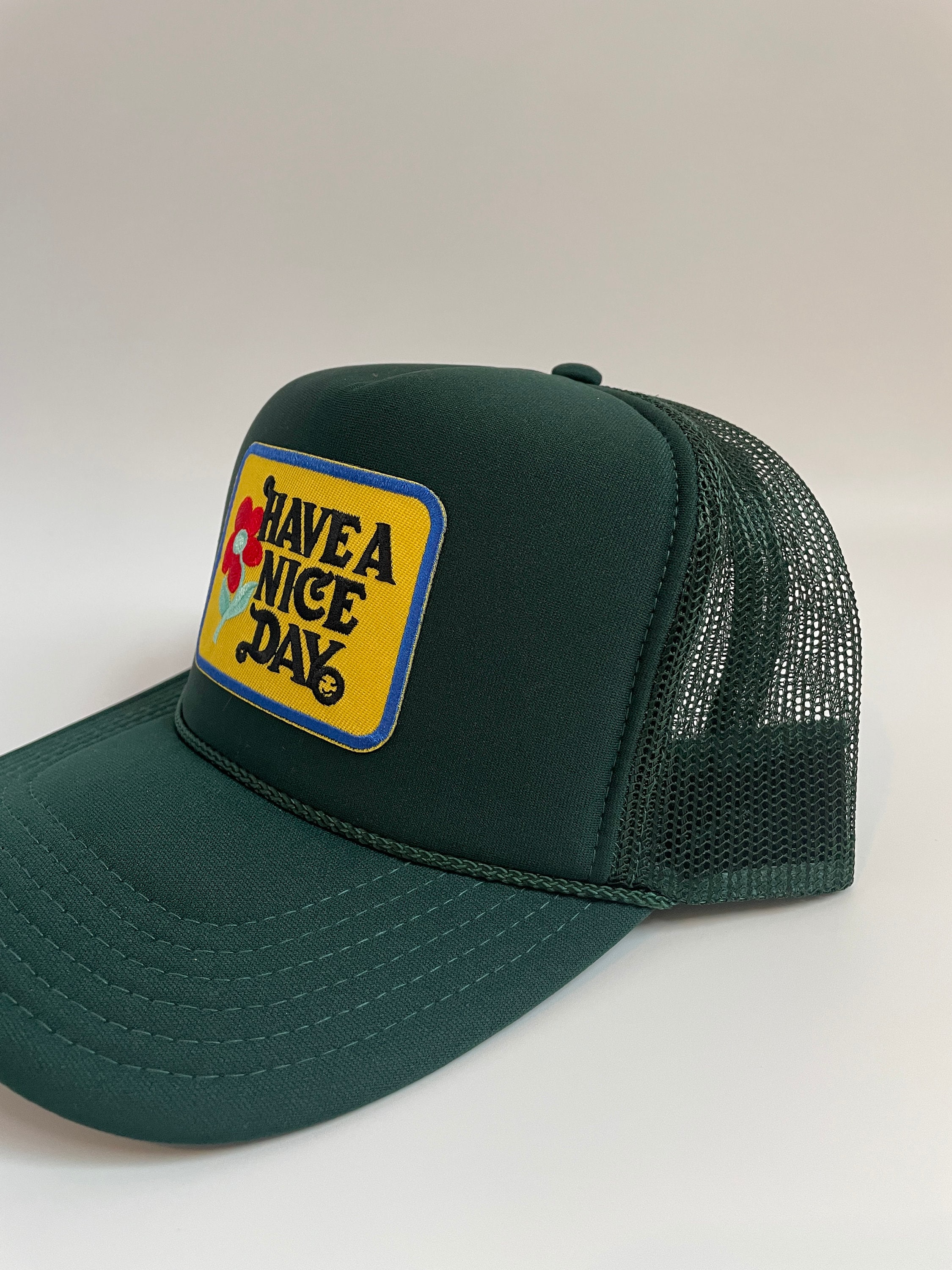 Have A Nice Day Trucker Hat FOREST GREEN Patch Hat - Etsy