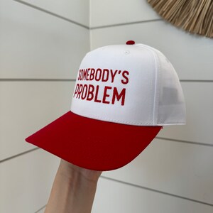 SOMEBODY'S PROBLEM Trucker Hat | EMBROIDERED | Canvas - Red - Etsy