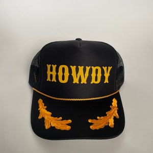 HOWDY Trucker Hat | Black & Yellow | Embroidered Captain Hat | Unisex ...