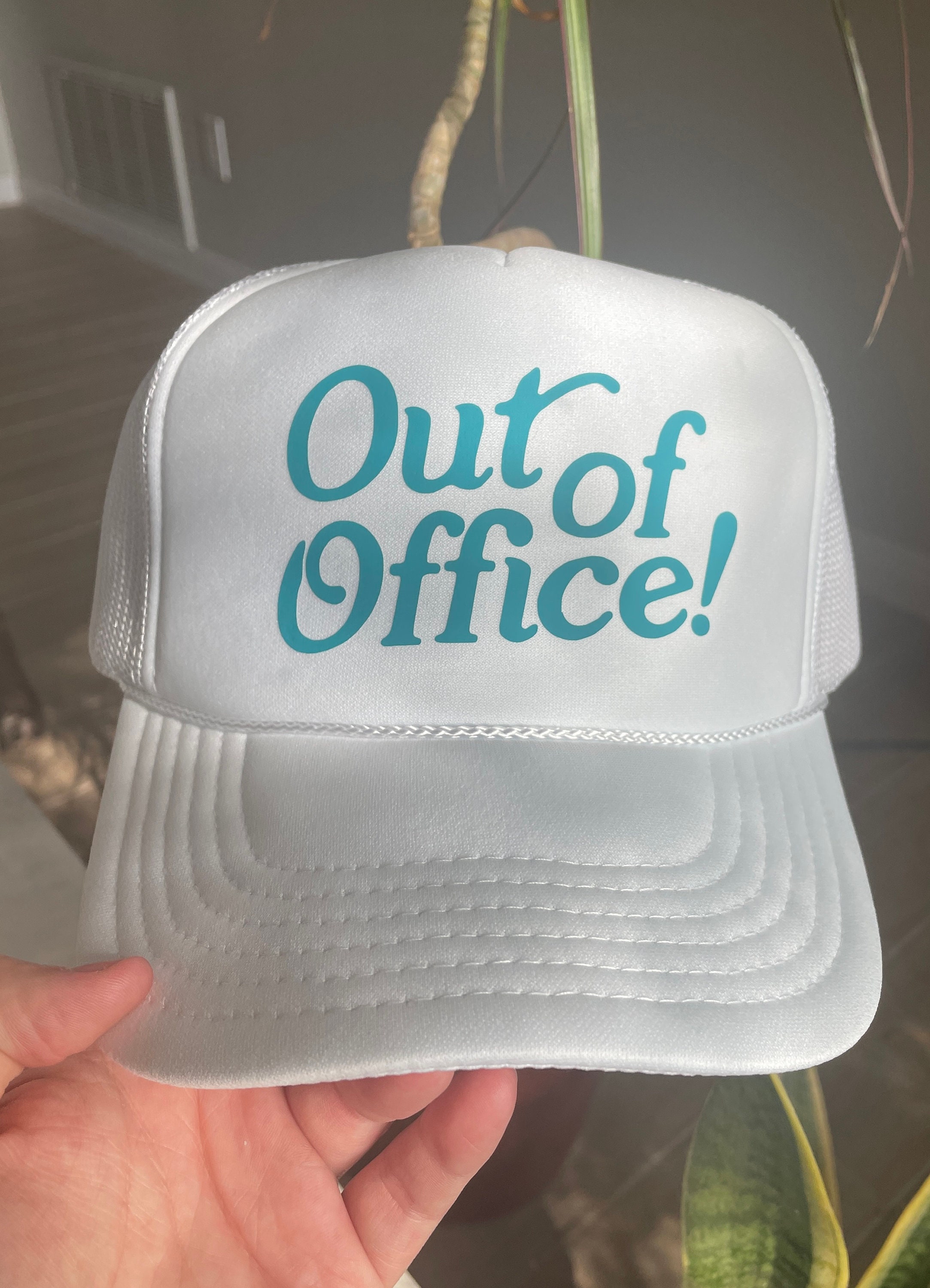 Out of Office Trucker Hat White & Teal Trendy Trucker Hat Unisex Fit ...