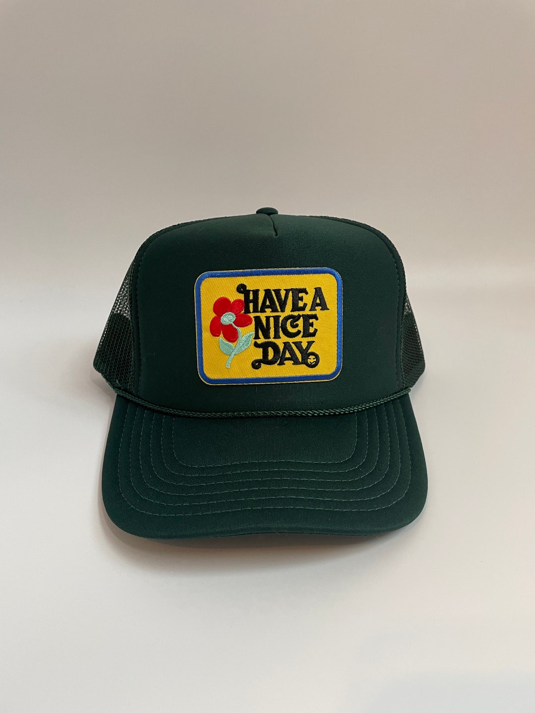 Have A Nice Day Trucker Hat | FOREST GREEN | Patch Hat | Trendy Trucker ...