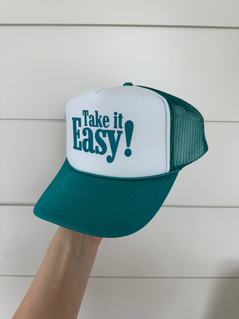 TAKE IT EASY Trucker Hat Teal/white/teal Trendy Trucker Hat Unisex ...