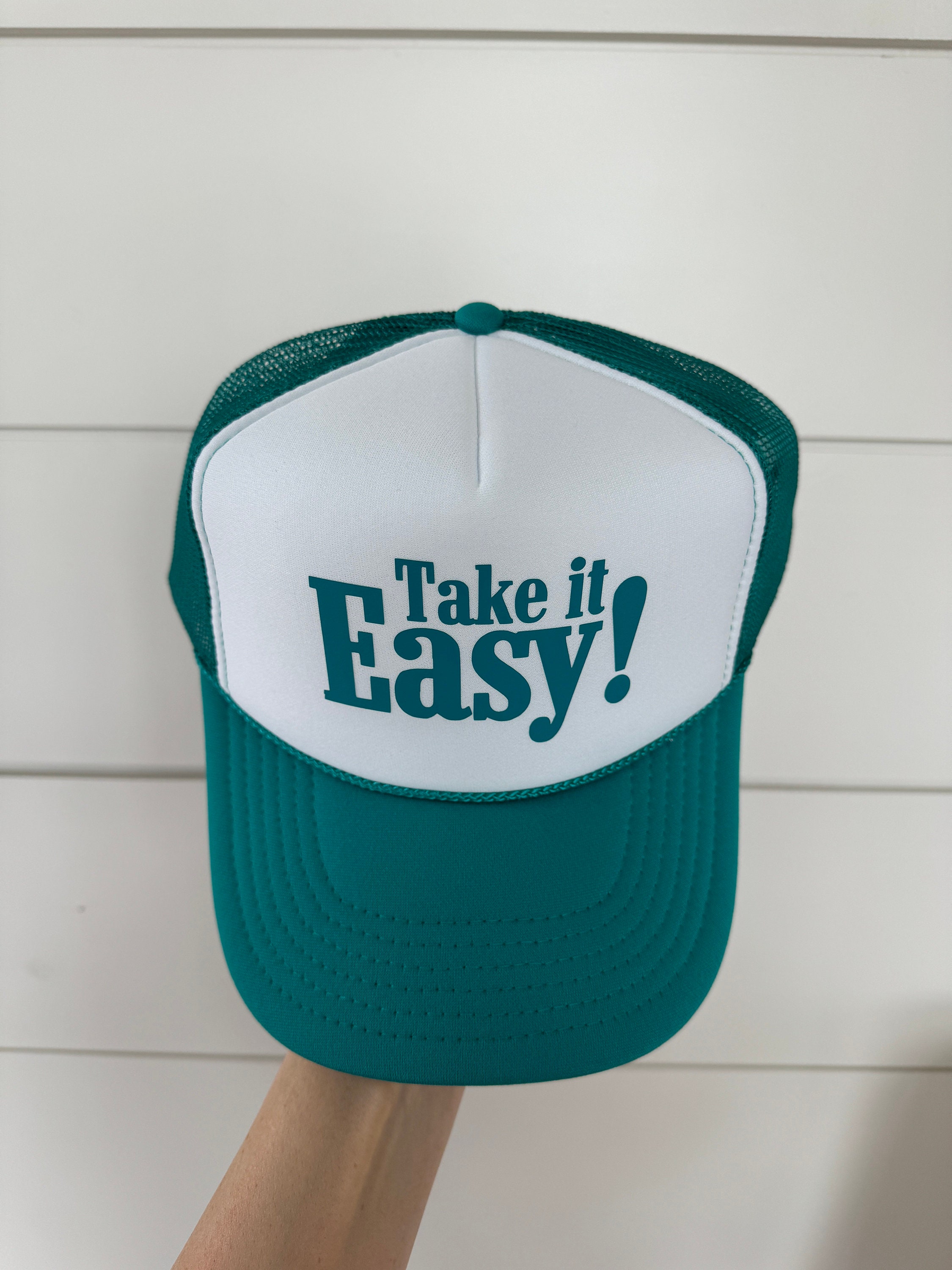 TAKE IT EASY Trucker Hat Teal/white/teal Trendy Trucker Hat Unisex ...