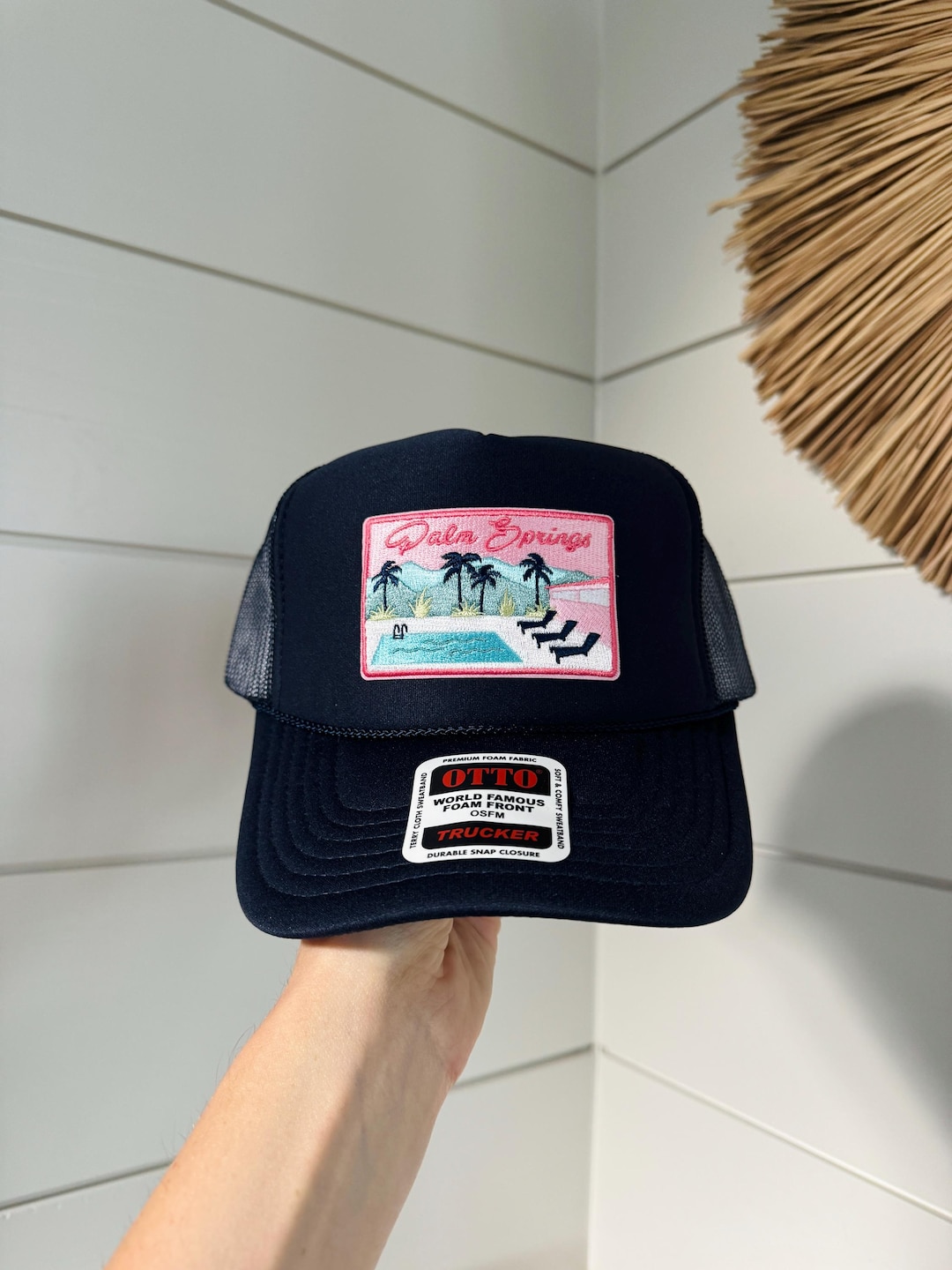 PALM SPRINGS Patch Trucker Hat | Navy Blue - Etsy