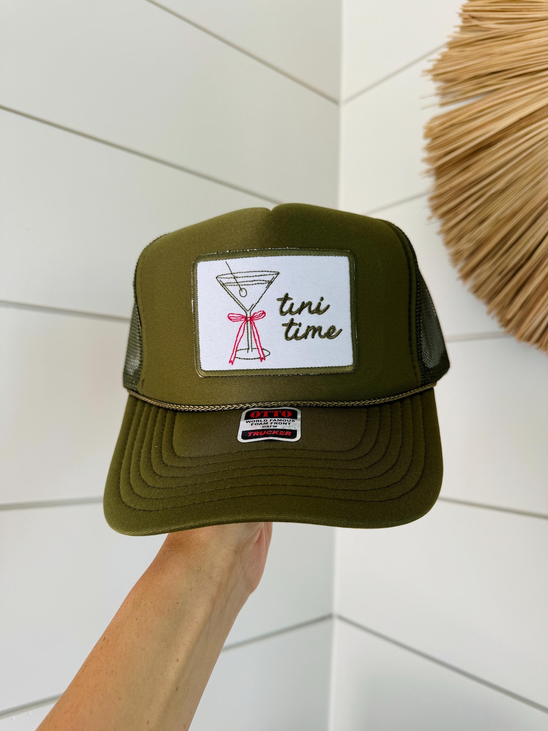 TINI TIME Patch Hat | OLIVE Green | Trucker/baseball Cap | Unisex ...