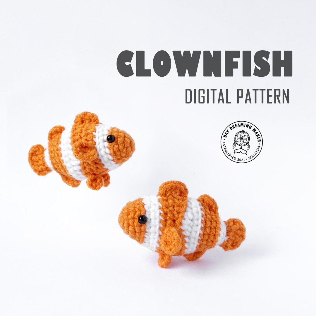 Clownfish Crochet Pattern PDF Colorful Tropical Fish Amigurumi, Crochet ...