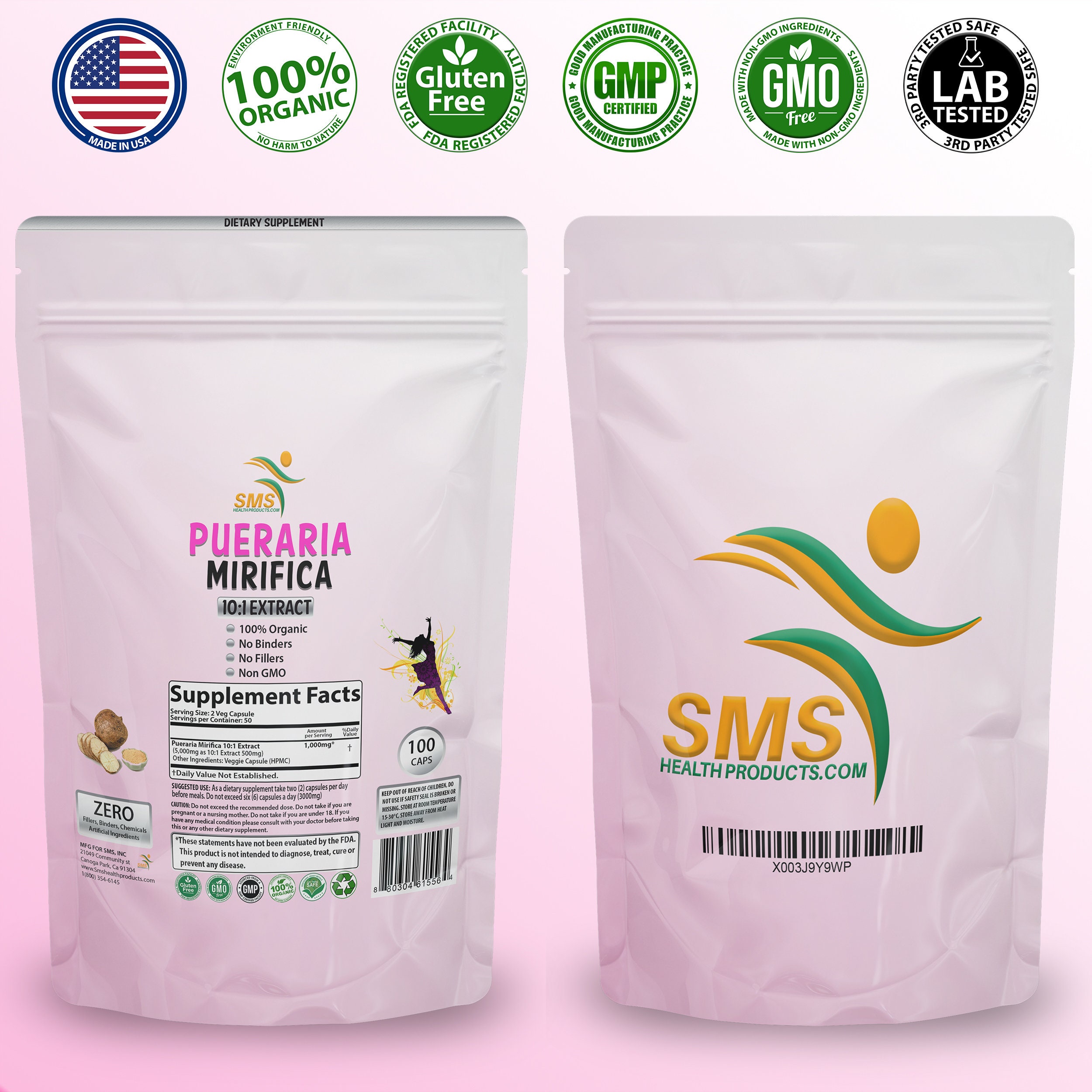 Pure Pueraria Mirifica Supplement 500mg Root Extract Powder Capsules ...
