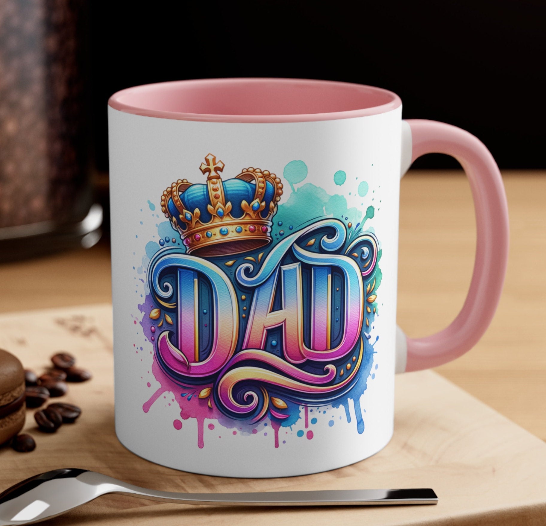 King of Dad's: Crowned, Two Toned, Various Colors, Accent, Coffee Mug ...