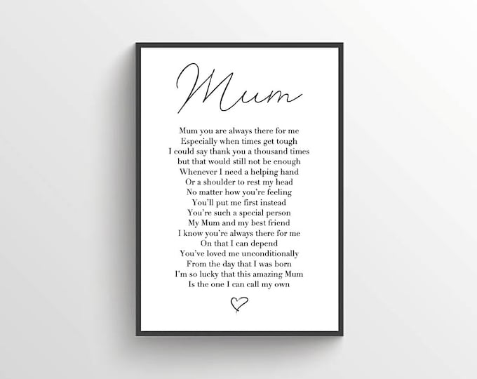 Mum - Poem Print - Etsy UK