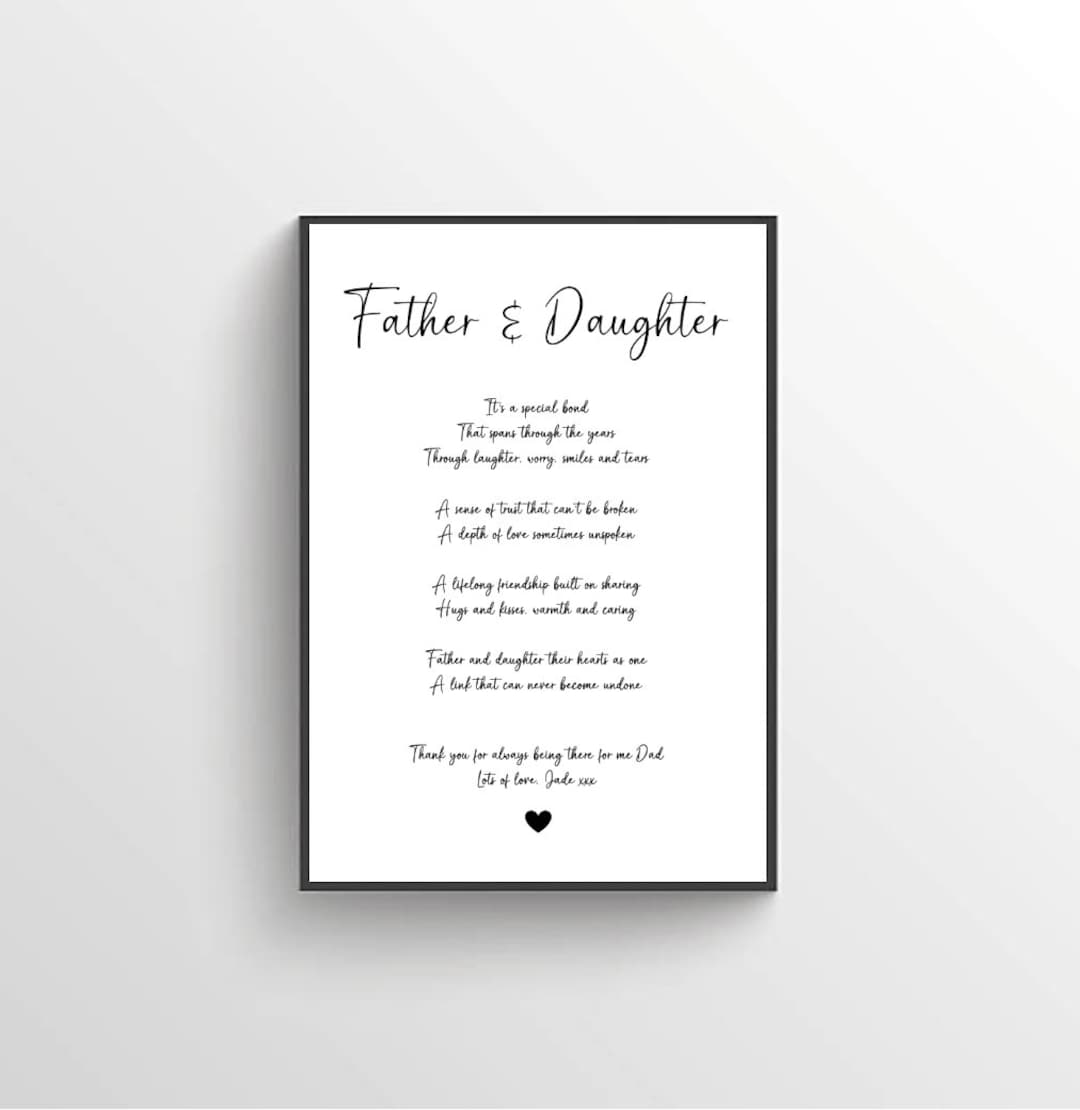 Father Daughter Poem Print: Sentimental Keepsake Gift - Etsy UK