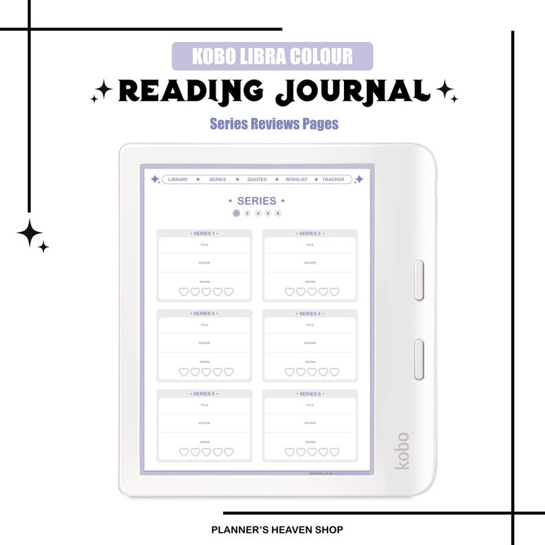 Bundle Reading Journal for Kobo Libra Colour With Hyperlinks | 4 Colors ...
