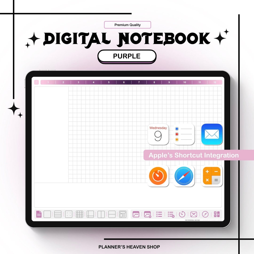 Purple Digital Notebook: Apple Calendar Integration, ADHD Friendly (PDF ...