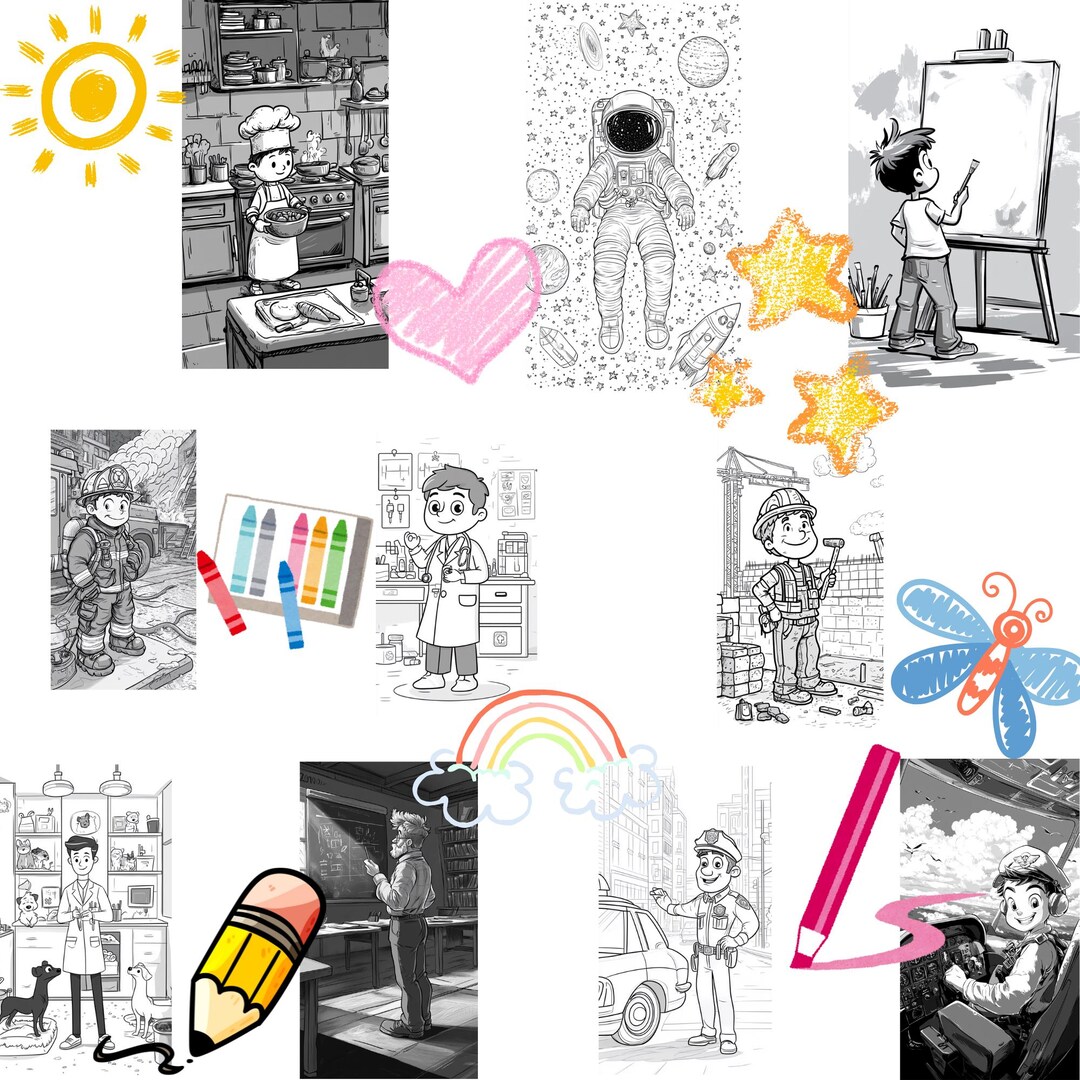 Electronic Coloring Book for Children Creative Career Guidance With 10 ...