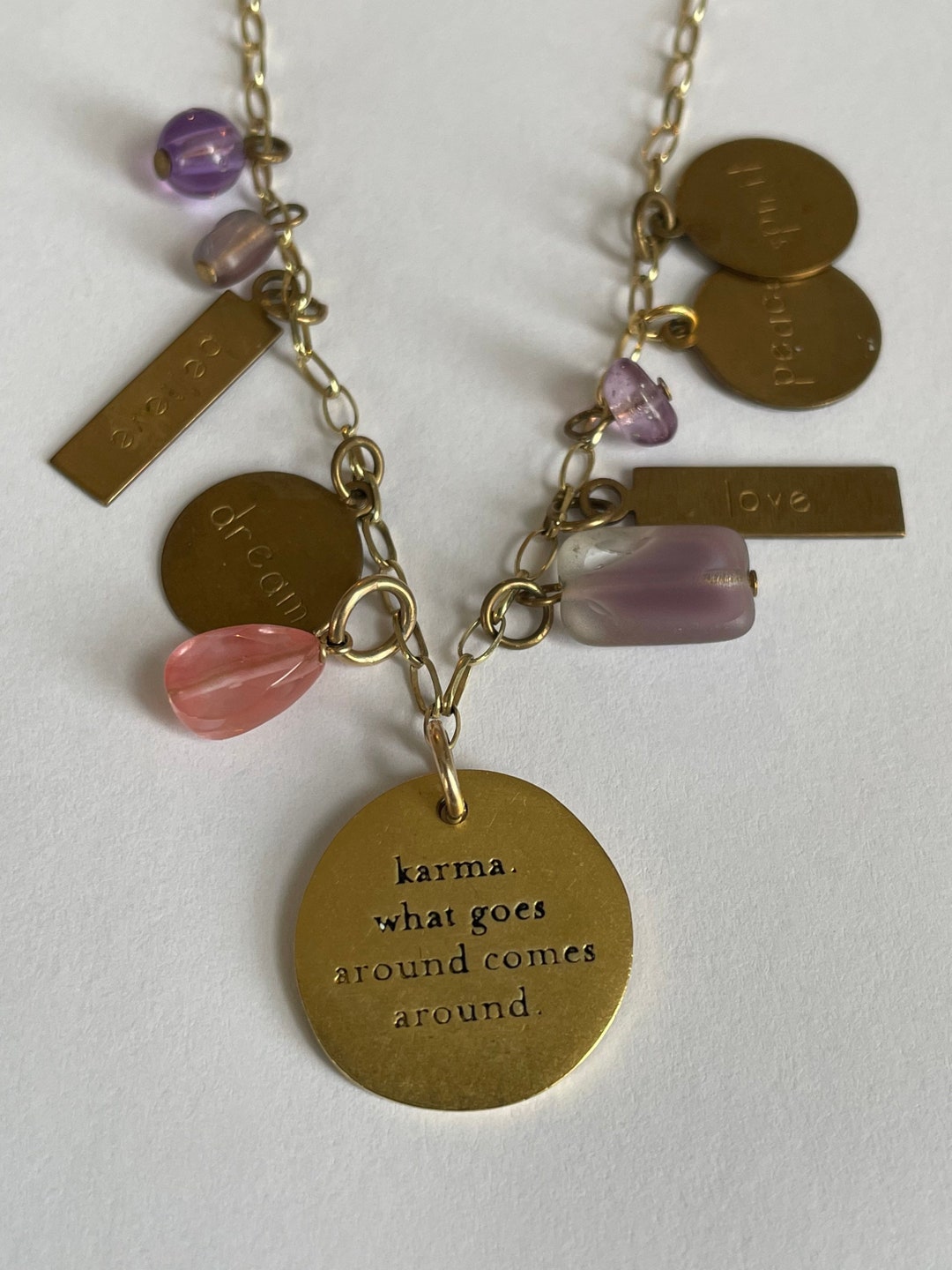 Vintage Danecraft Sterling Gold Wash Karma Charm Necklace - Etsy