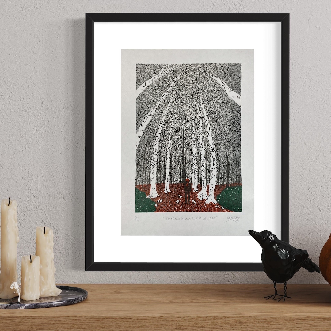 The Forest Lino Print // 417 X 297mm Multi Colour // Wall Art // Woods ...