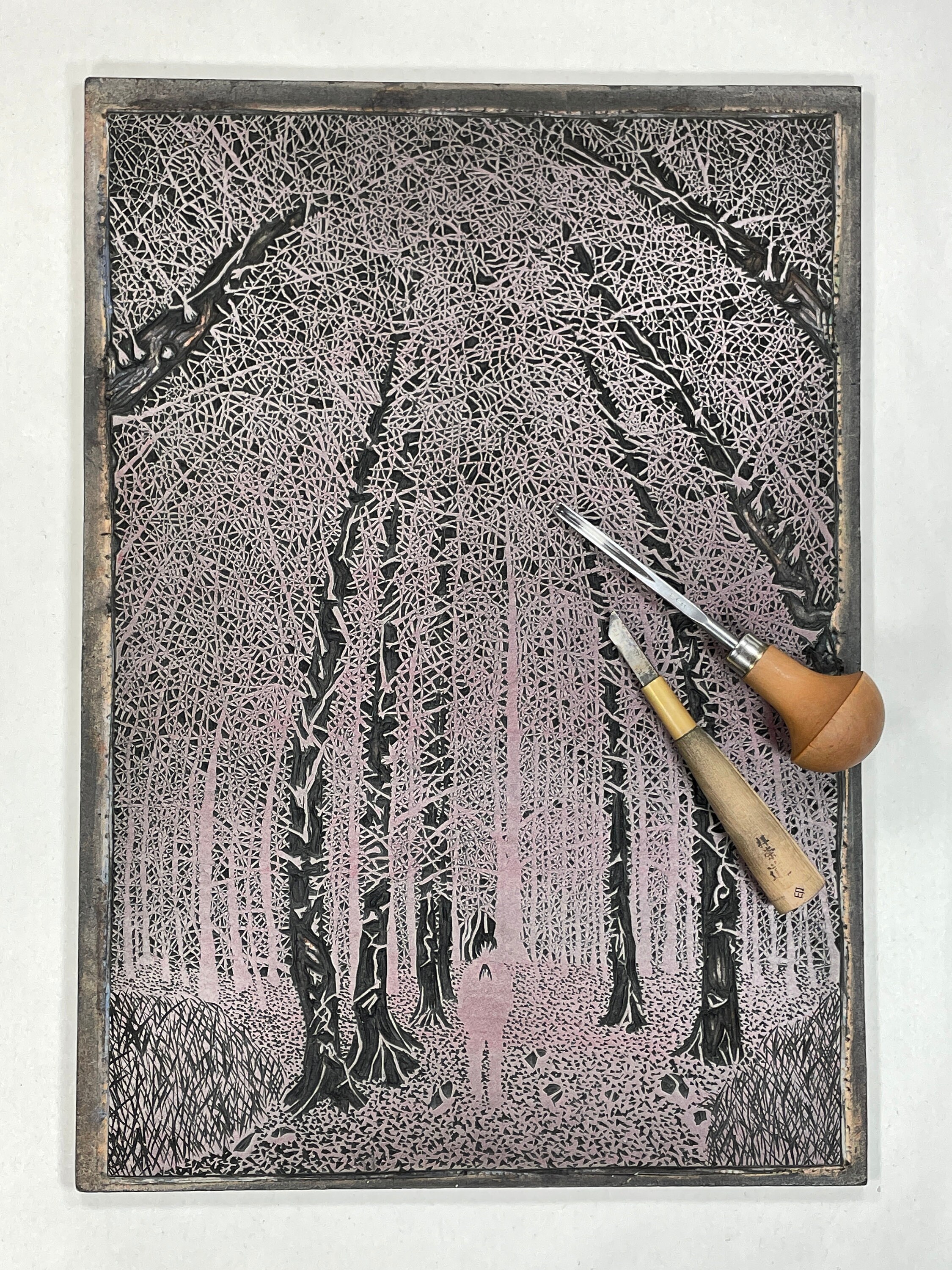 The Forest Lino Print // 417 X 297mm Multi Colour // Wall Art // Woods ...
