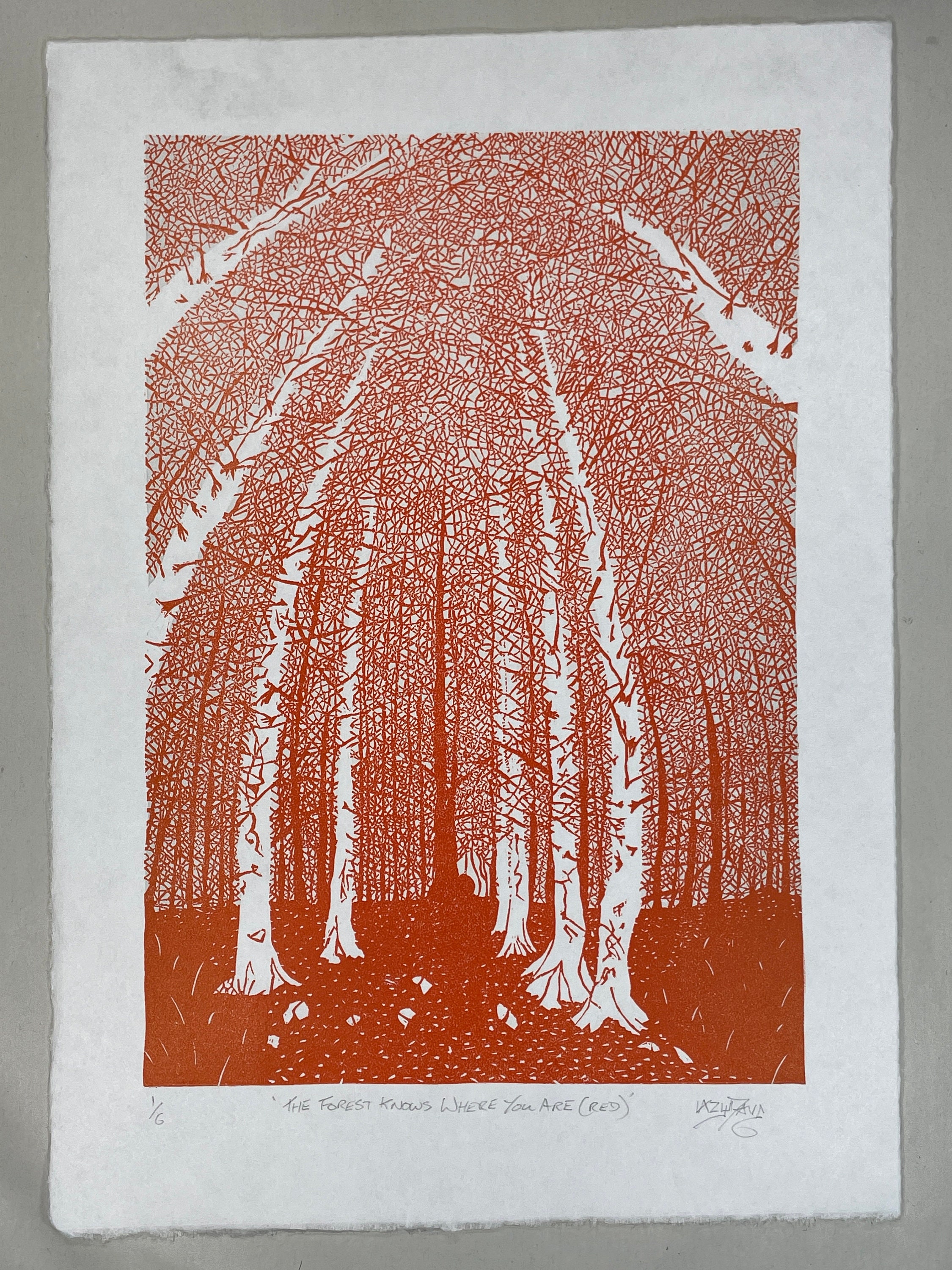 The Forest Lino Print // 417 X 297mm Multi Colour // Wall Art // Woods ...