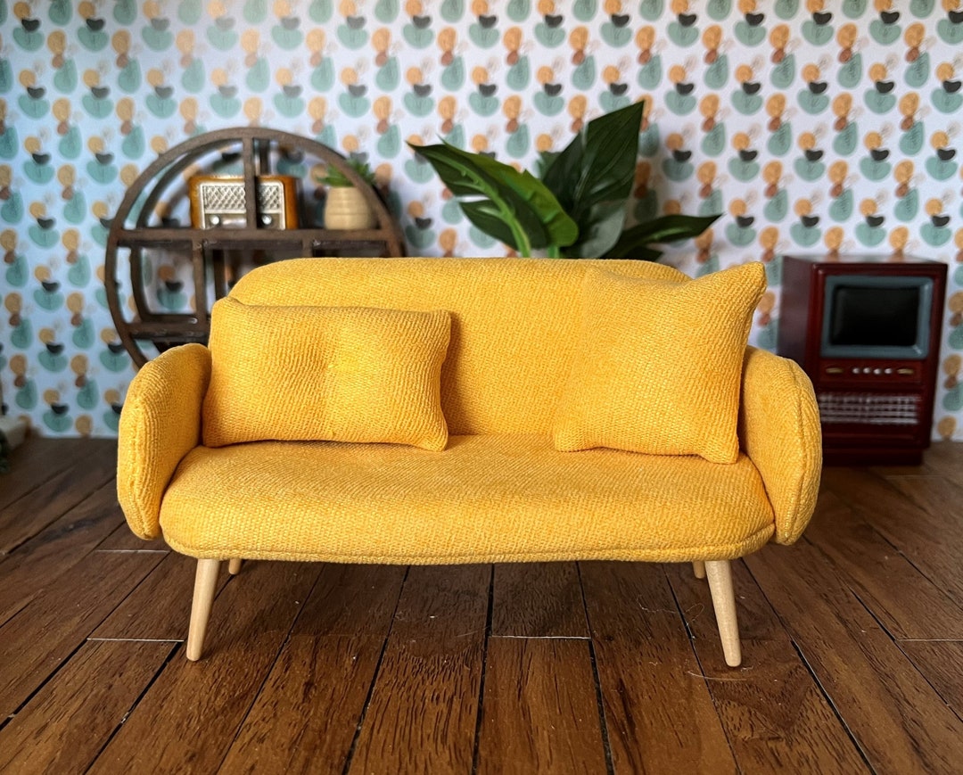 Dollhouse 1:12 Scale Yellow Retro Lounge, 1960s, 1970s - Etsy