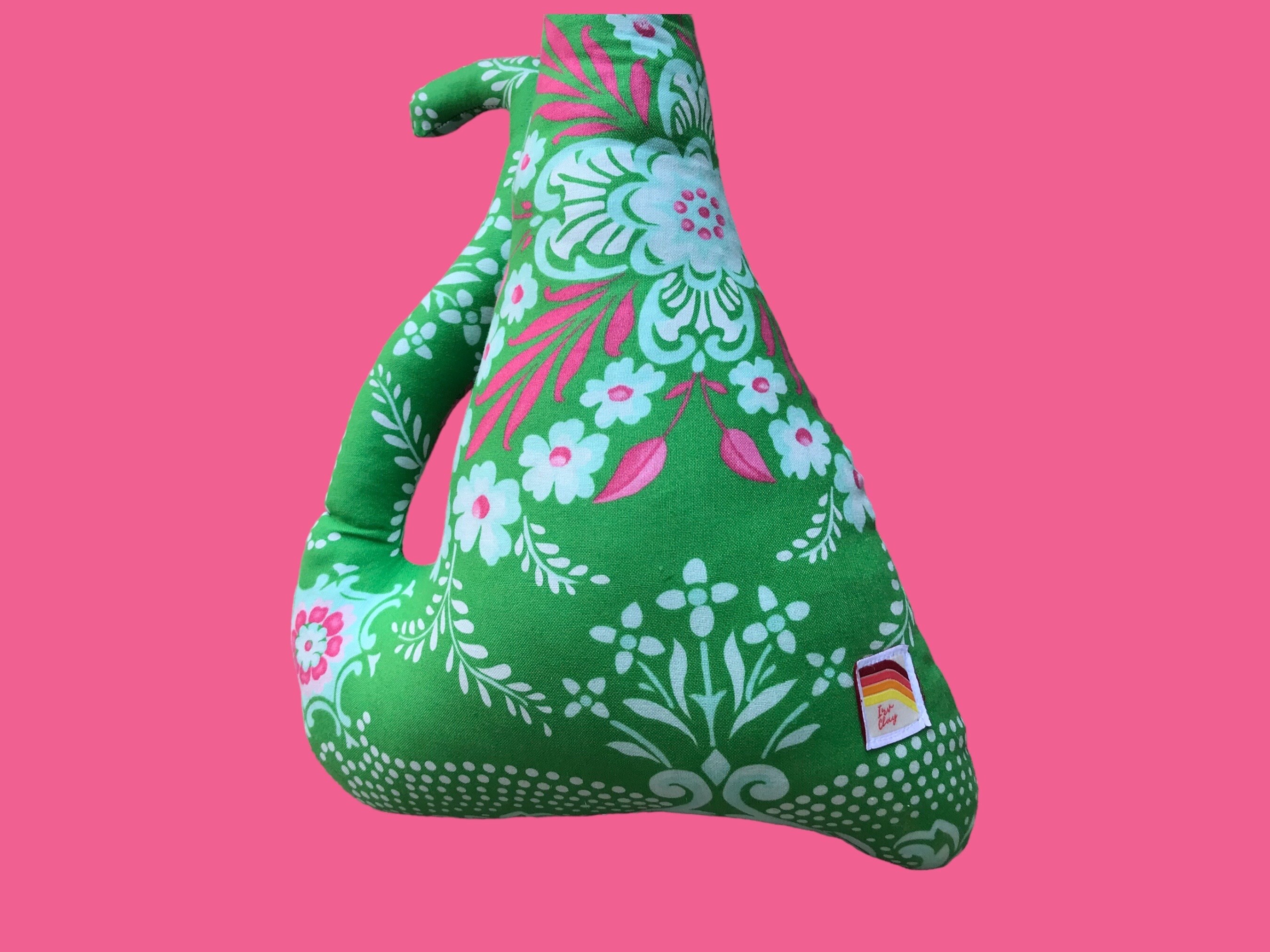 Green With Pink Floral Design Kooky Kat Mid Century Modern - Etsy