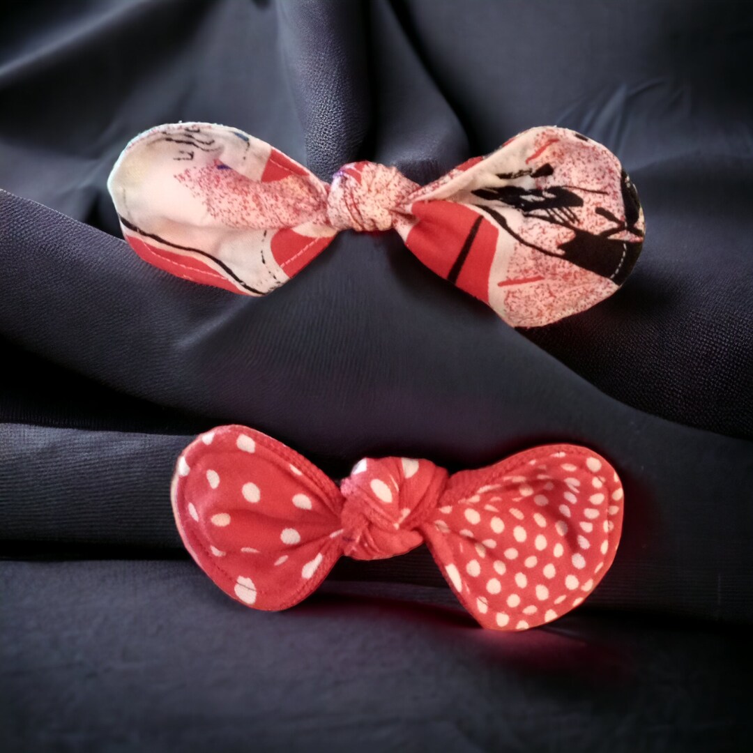 Fabric Knot Hair Bow From Vintage Fabric Hair Elastic Band - Etsy