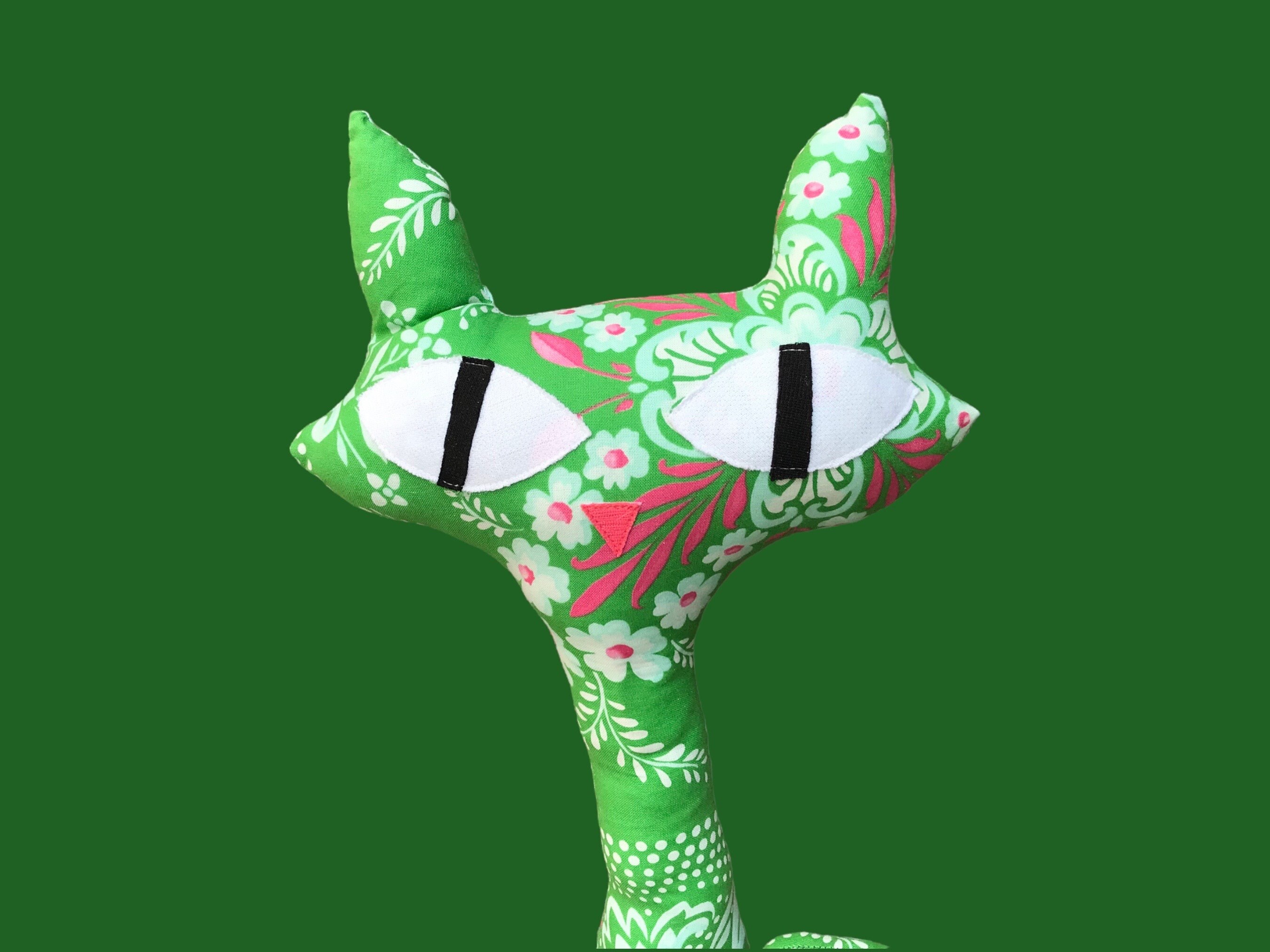 Green With Pink Floral Design Kooky Kat Mid Century Modern - Etsy