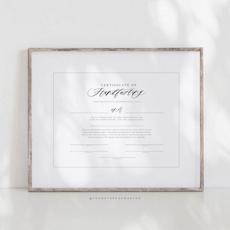 Printable Handfasting Certificate: Modern Minimalist Design (PDF 8.5x11 ...