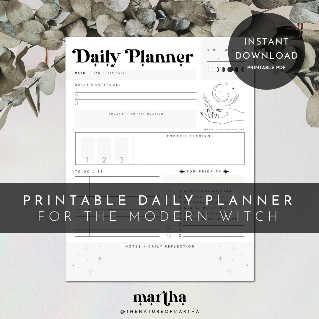 Modern Witch Daily Planner: Printable Grimoire Pages (PDF) - Etsy