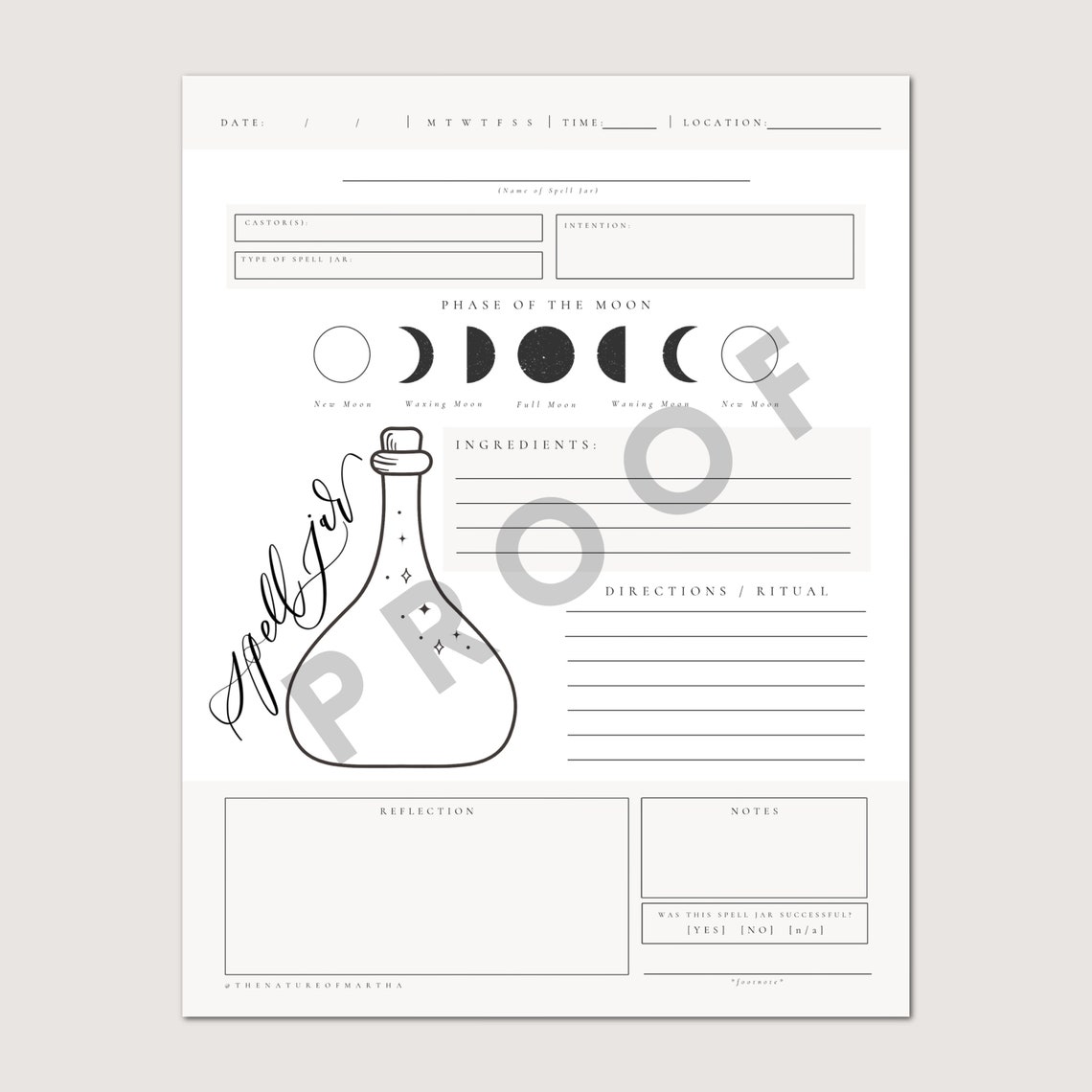 Spell Jar Template 01 Printable PDF Printable Grimoire Pages - Etsy