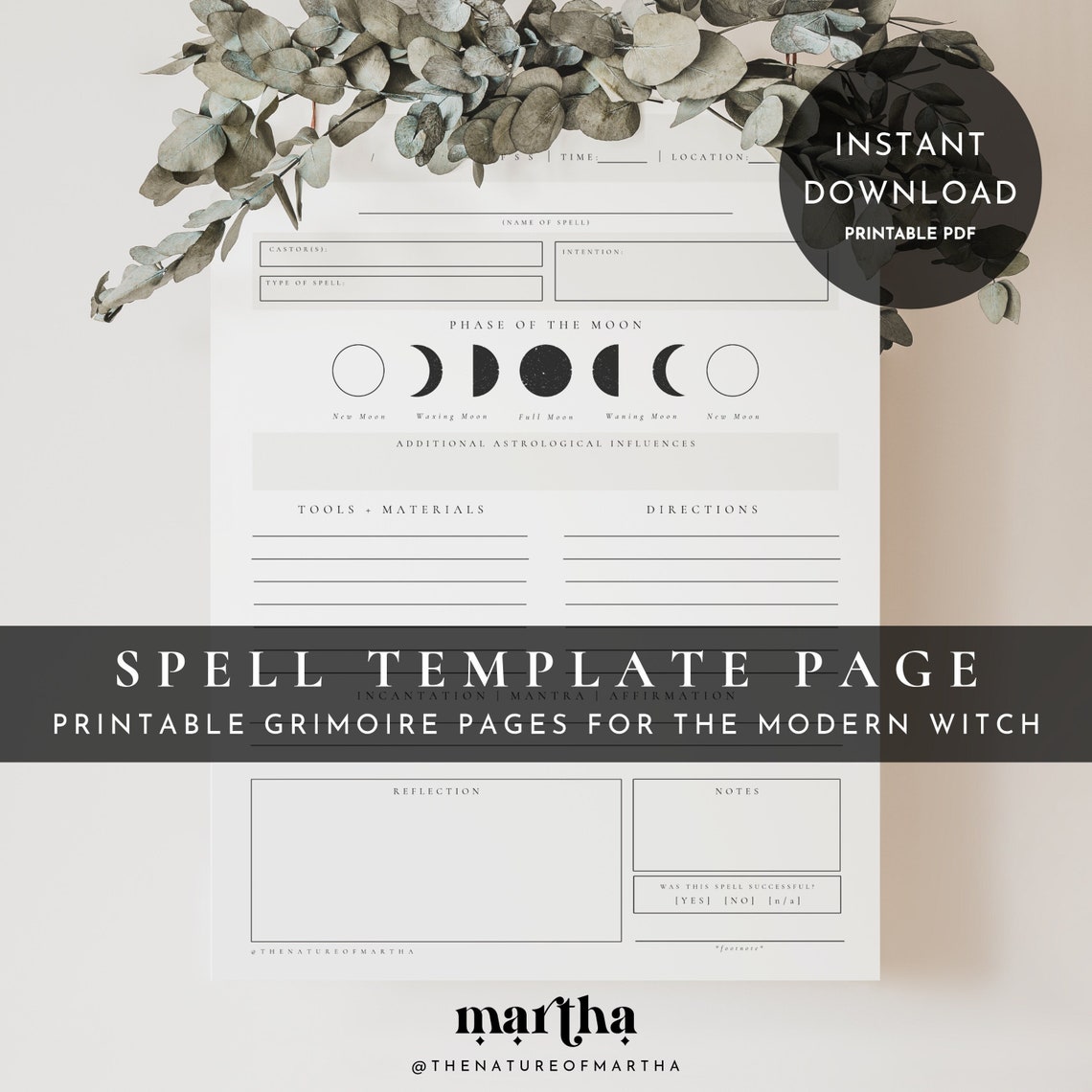 Spell Template 01 Printable PDF Printable Grimoire Pages - Etsy
