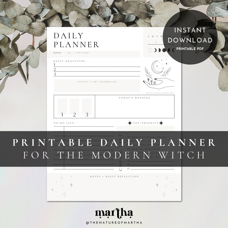 Modern Witch Daily Planner 02 Printable Grimoire Pages - Etsy