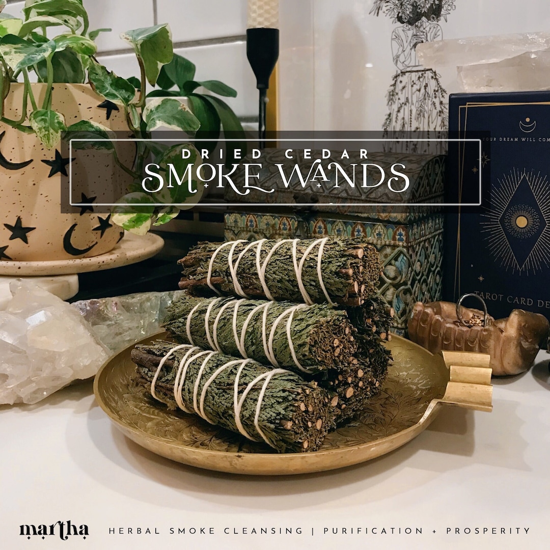 Dried Cedar Smoke Wands | Smoke Cleansing | 4" Herbal Smoke Bundle ...