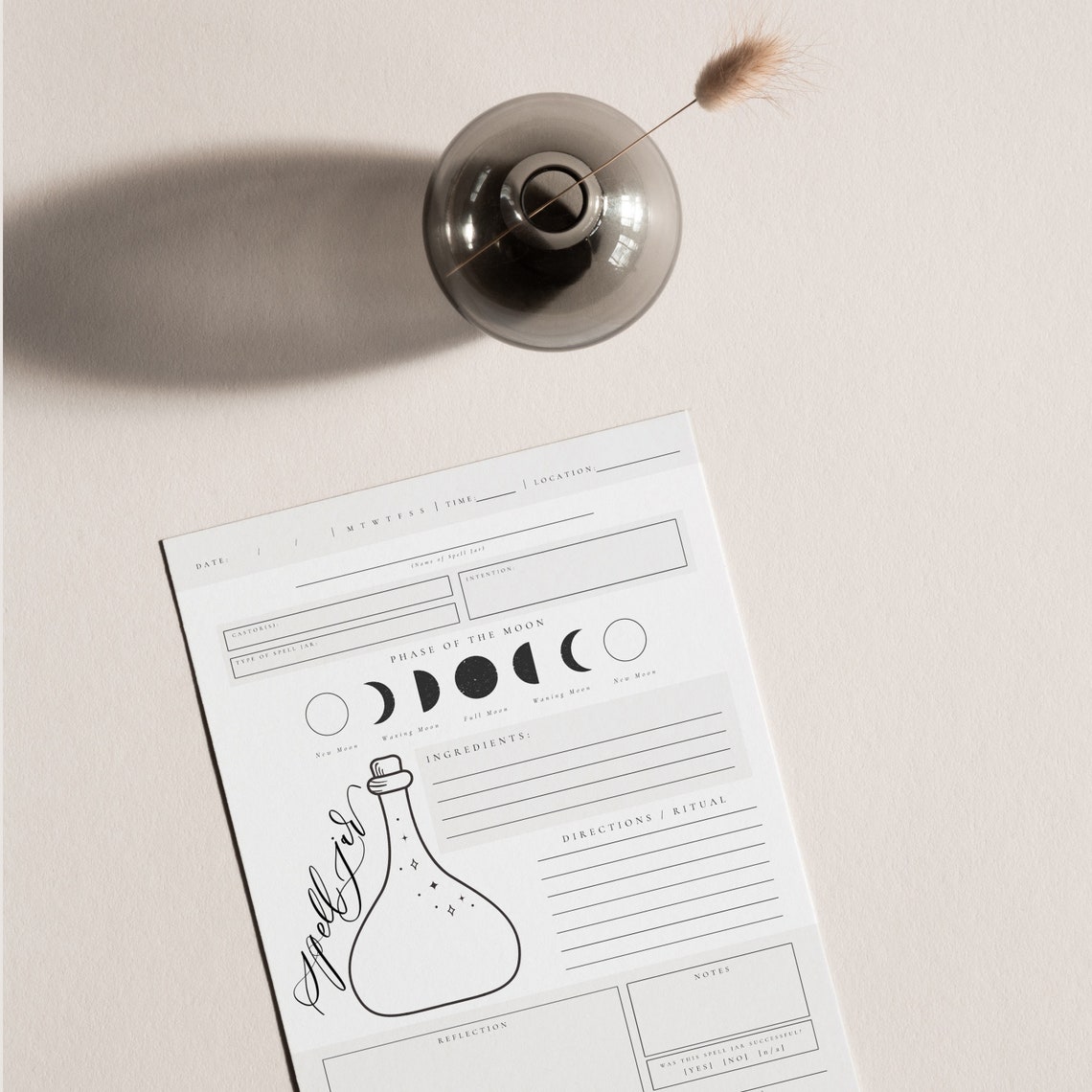 Spell Jar Template 01 Printable PDF Printable Grimoire Pages - Etsy