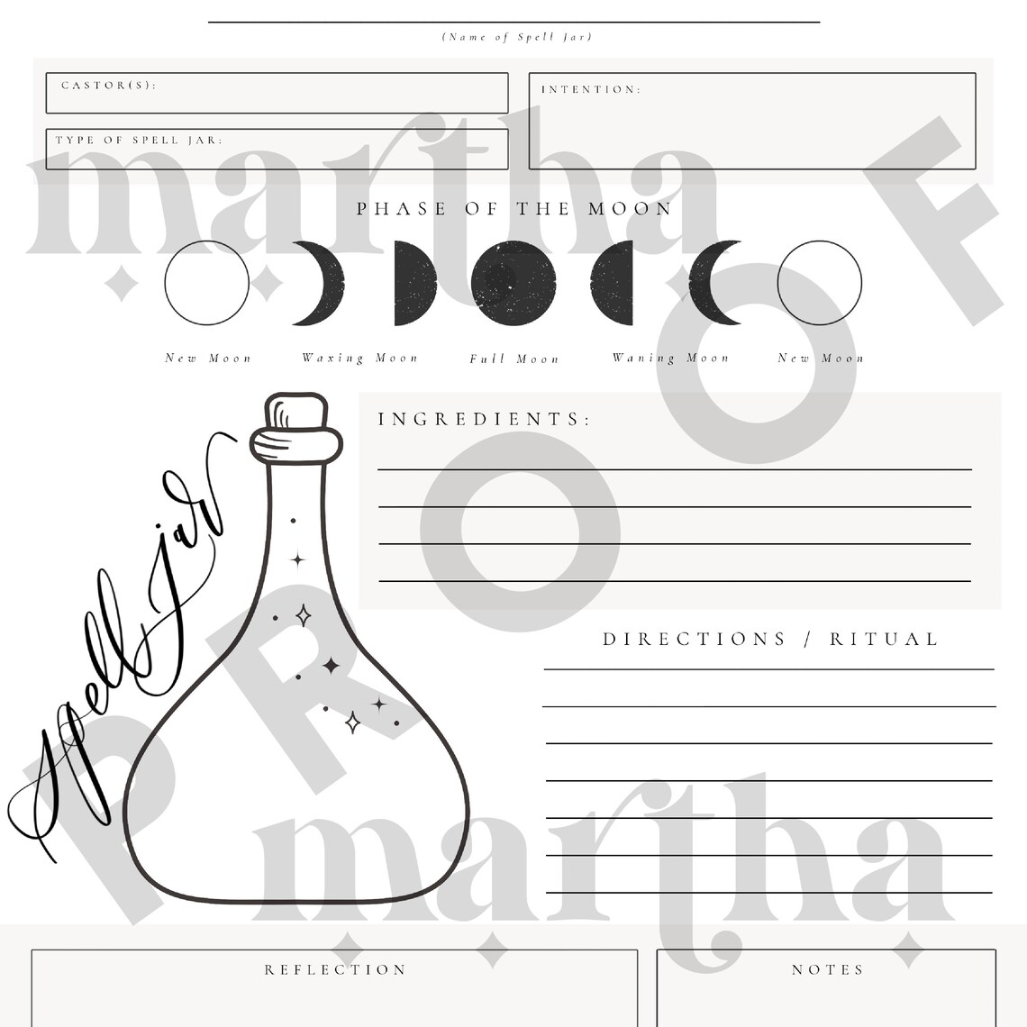 Spell Jar Template 01 Printable PDF Printable Grimoire Pages - Etsy