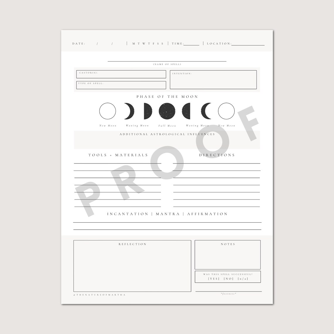 Spell Template 01 Printable PDF Printable Grimoire Pages - Etsy
