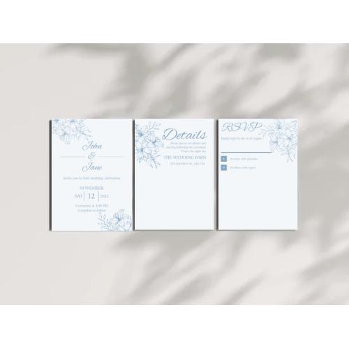 Dusty Blue Wedding Invitation Bundle - Etsy