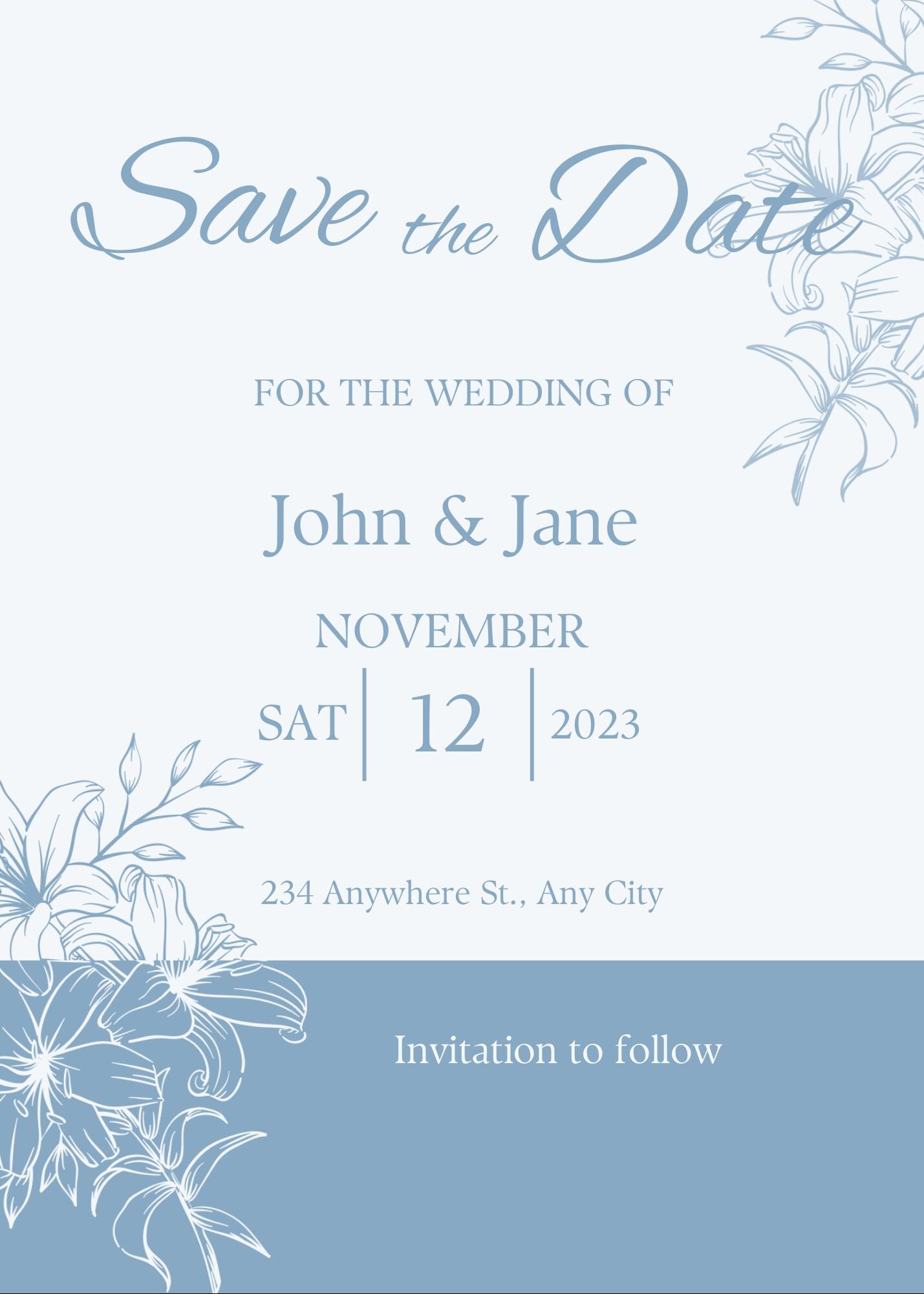 Dusty Blue Wedding Invitation Bundle - Etsy