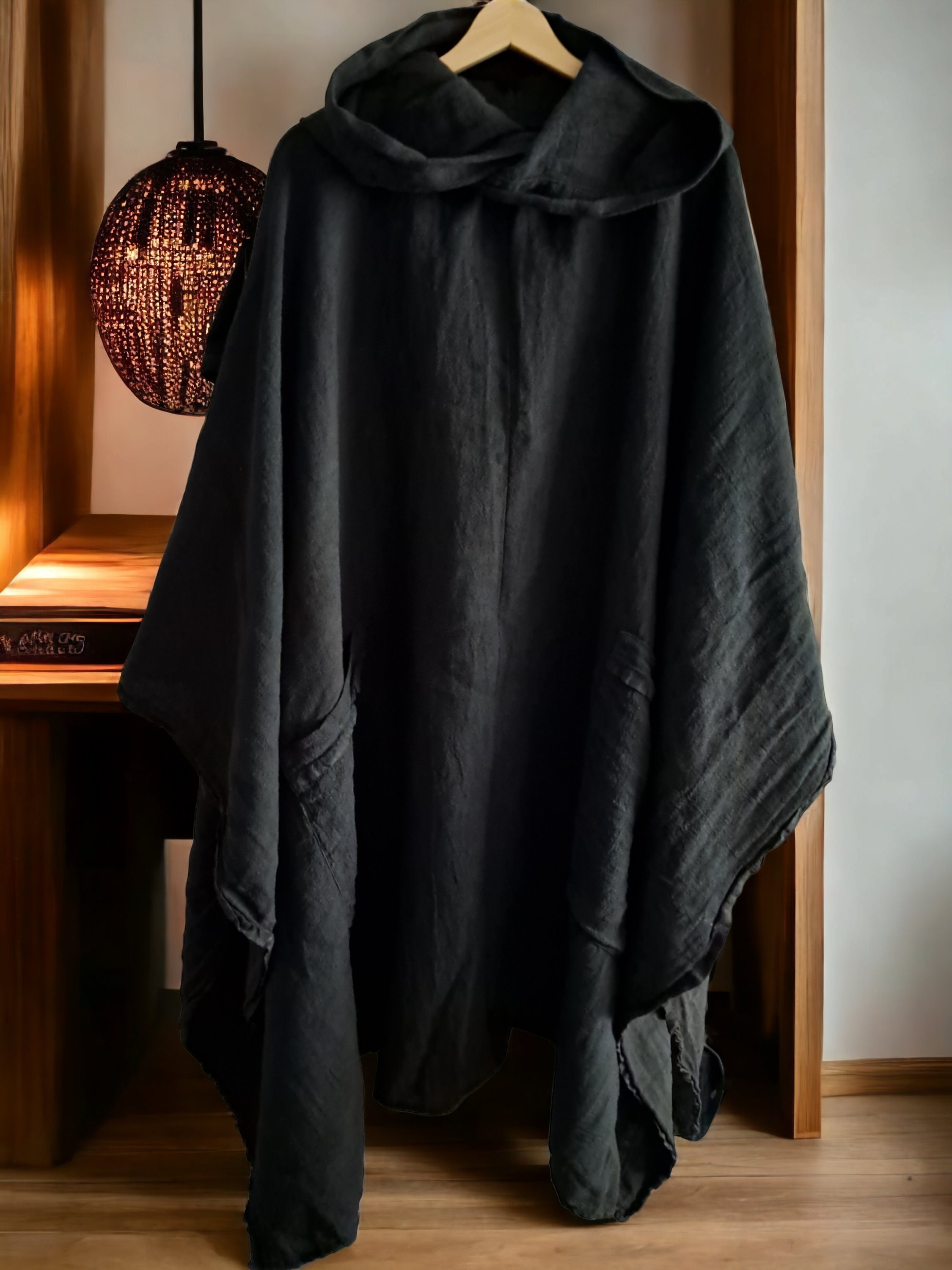 Viking Cosplay/hobbit Cloak/poncho With Hood/hemp Cape/handmade Poncho ...