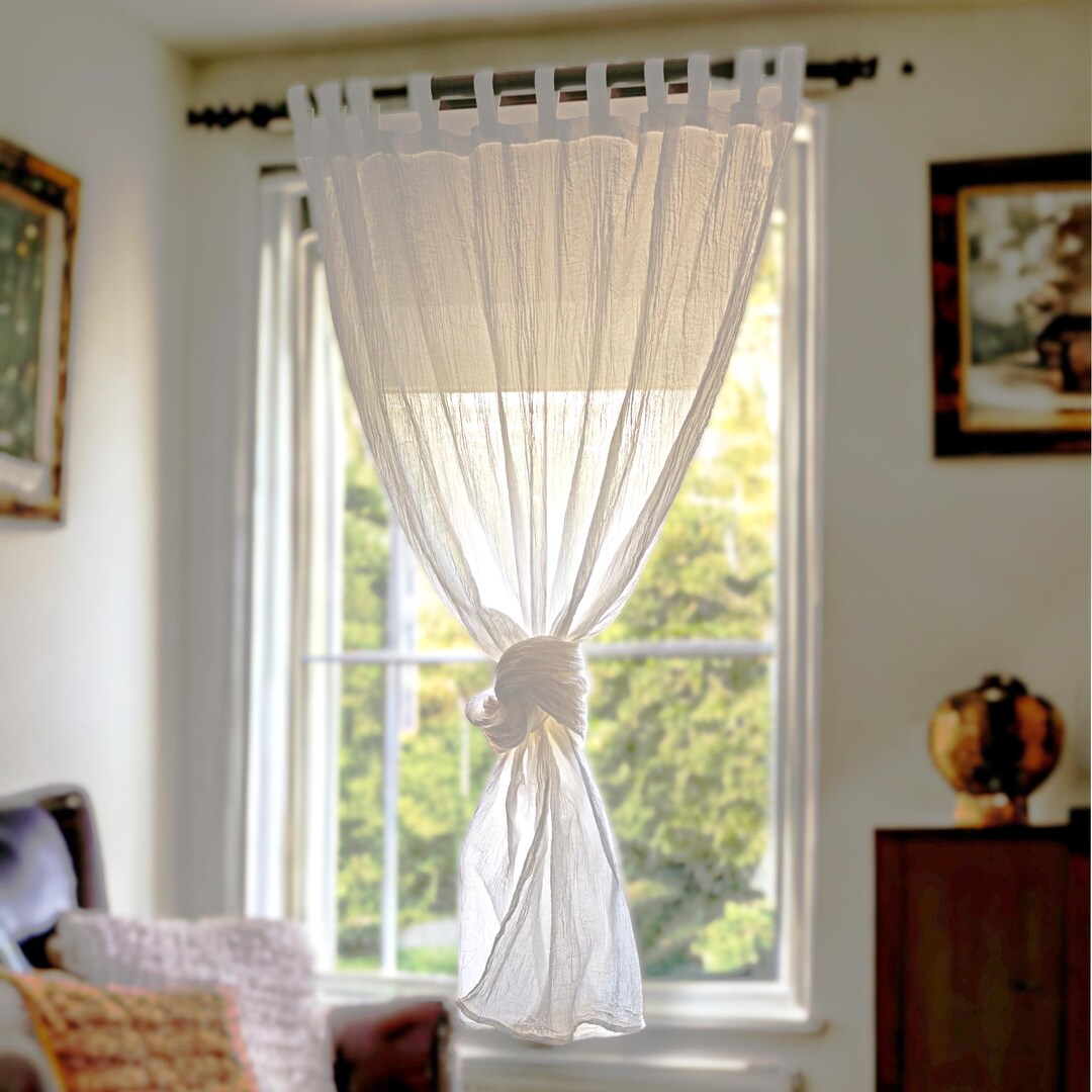 Cotton Gauze Curtain Panel/natural Window Curtains/custom Sizes/sheer ...