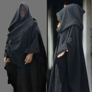 Hemp Cape/medieval Cape/hooded Poncho/hooded Cape/hemp Jacket/long ...