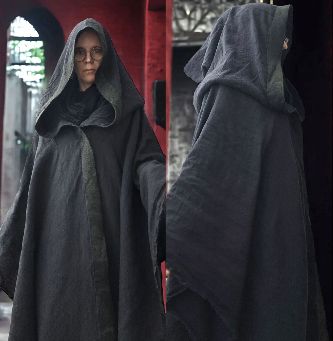 Medieval Hemp Cape/hooded Poncho/hooded Cape/hemp Cape/hemp Jacket/long ...