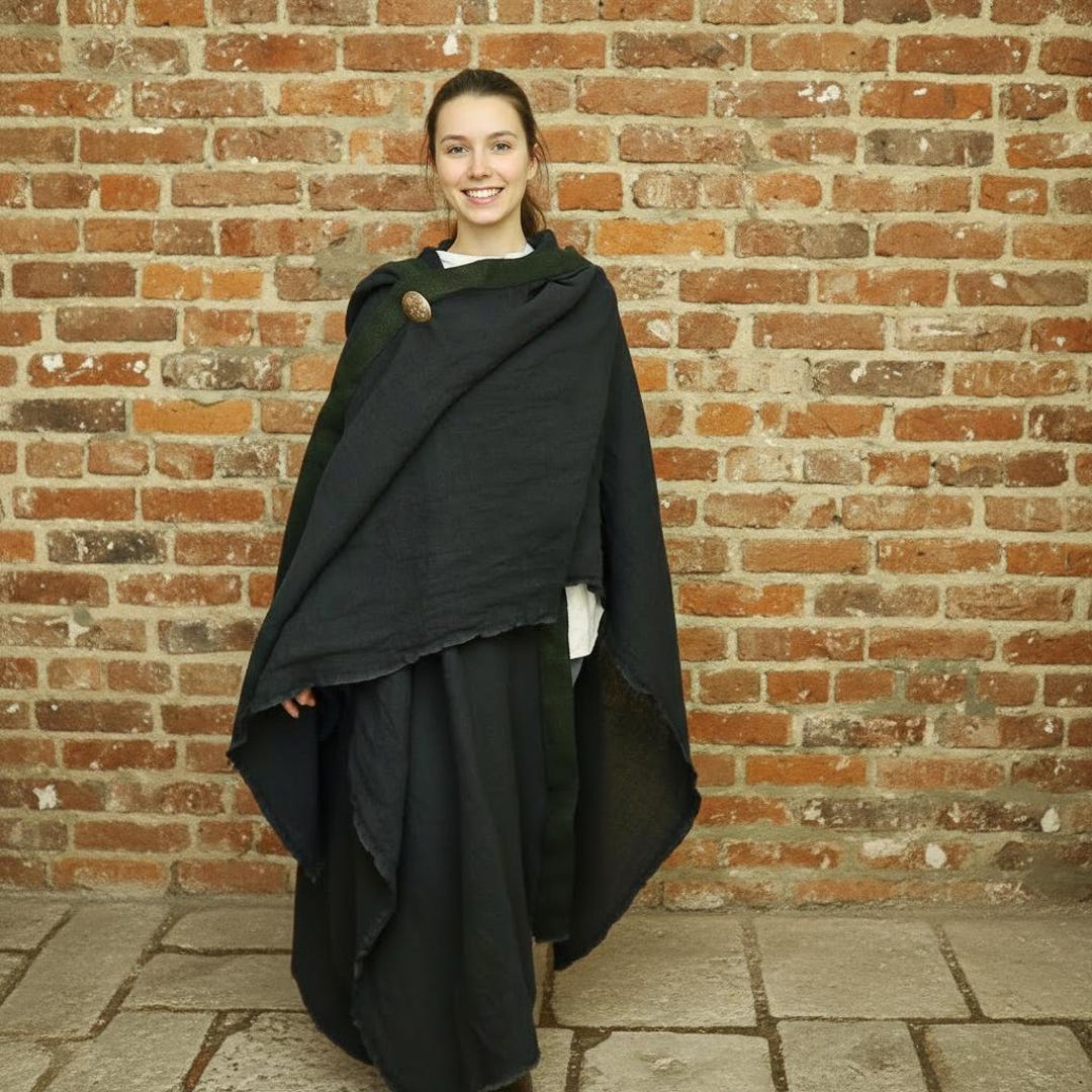Black Hemp Hooded Poncho Cape - Medieval Style - Etsy