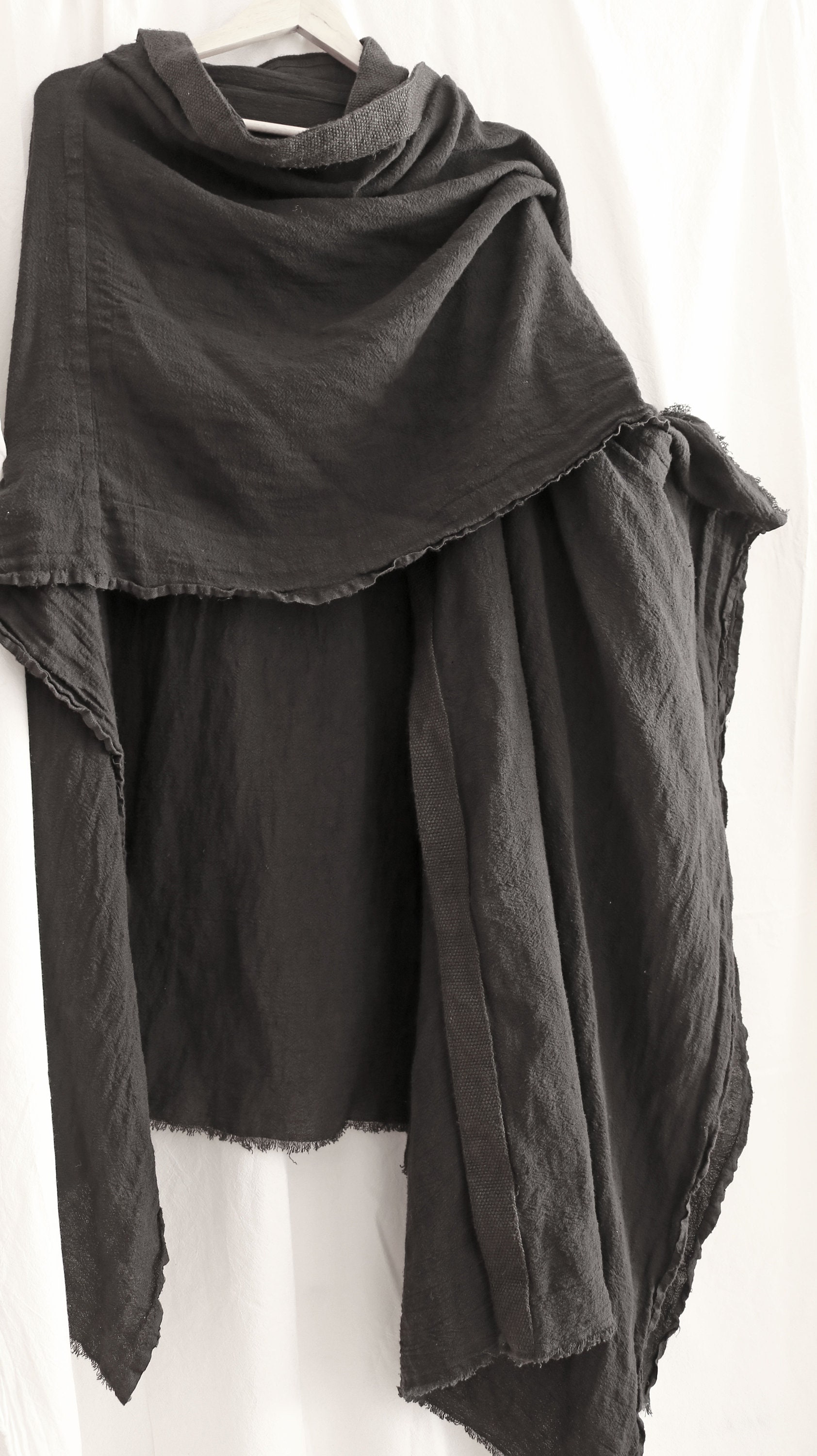 Medieval Cape /hooded Poncho/hooded Cape/hemp Cape/black Mantle 150 Cm ...
