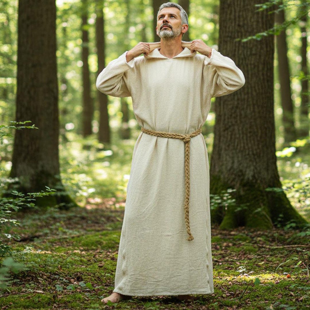 Hemp Blend Medieval Hooded Tunic: Unisex Monk Robe - Etsy