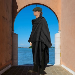 Hemp Cape/medieval Cape/hooded Poncho/hooded Cape/hemp Jacket/long ...