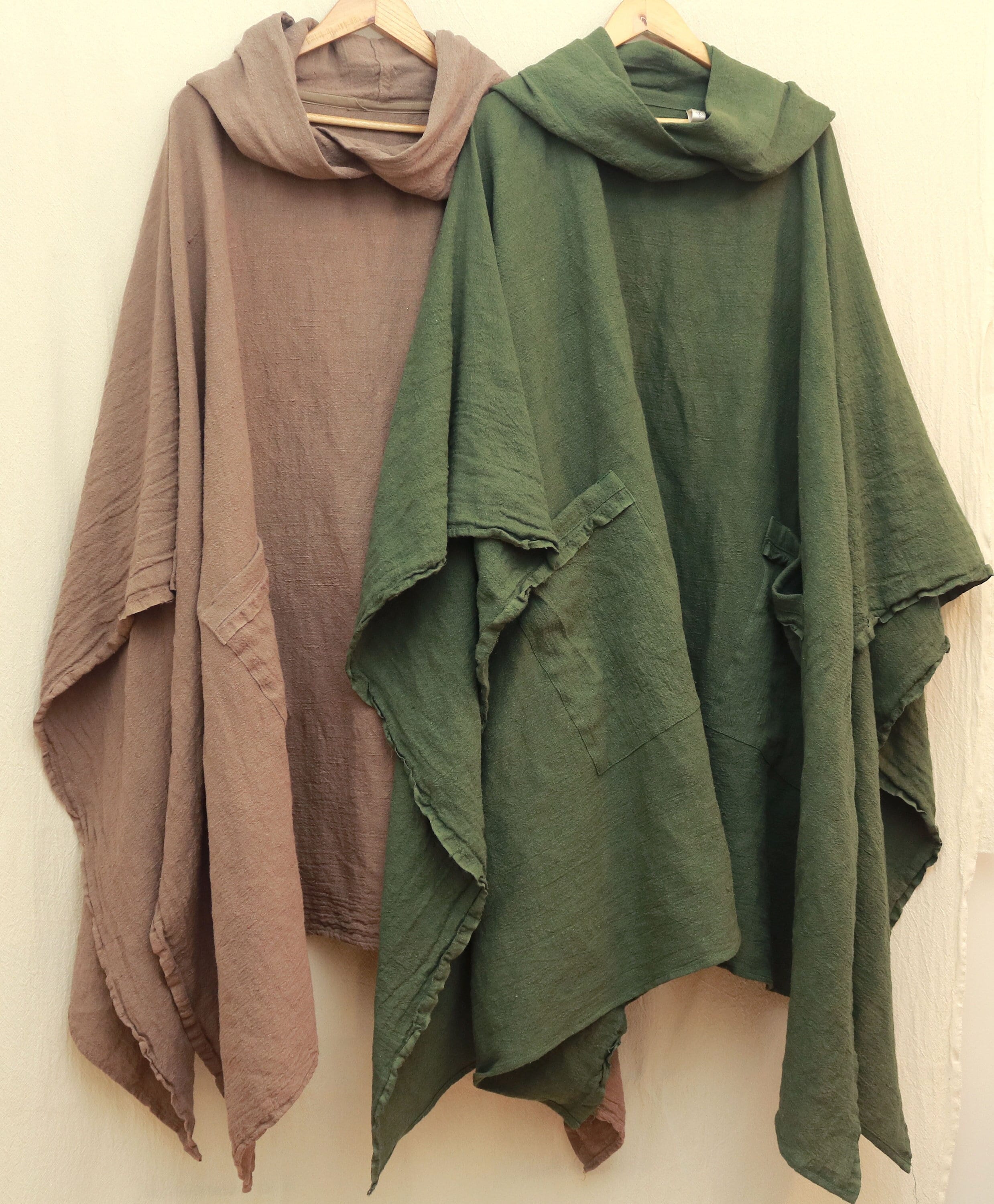 Poncho With Hood/medieval Cloak/hooded Cloak/hemp Cape/hemp Jacket/long ...