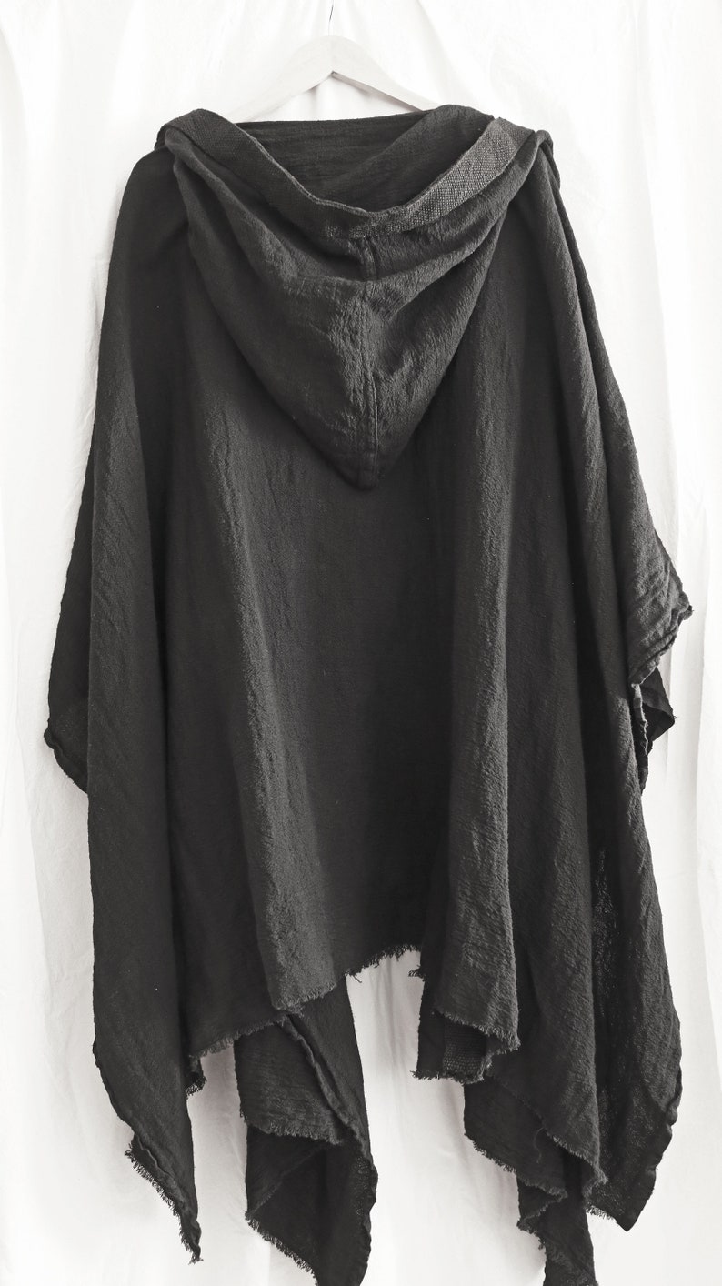 Medieval Cape/black Hooded Poncho/hooded Cape/hemp Cape/hemp Jacket ...